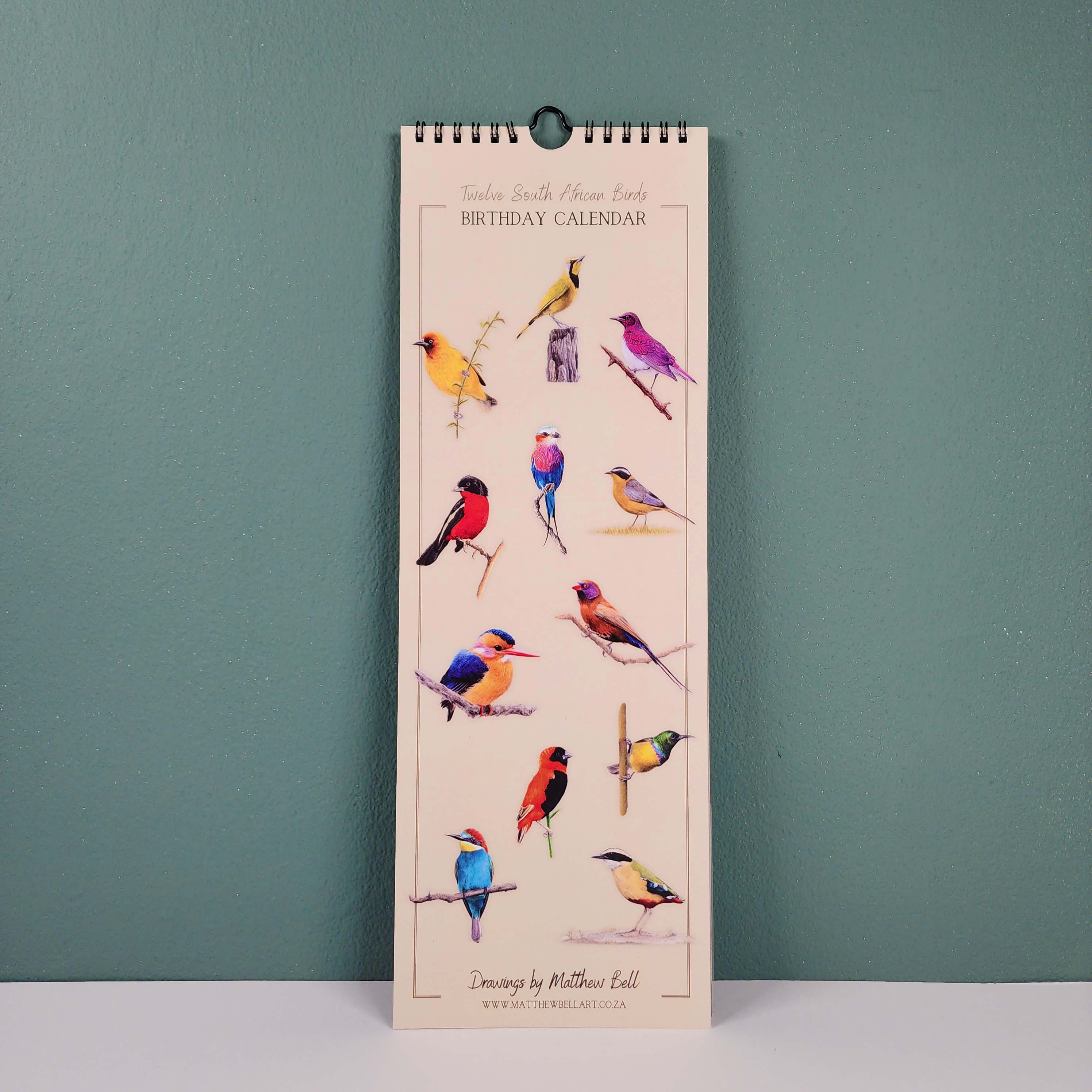 Twelve South African Birds Birthday Calendar – Matthew Bell Wildlife Art